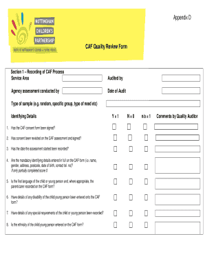 Fillable Online Appendix D CAF Quality review form Fax Email Print ...
