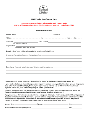 Fillable Online 2018 Vendor Certification Form Fax Email Print - pdfFiller