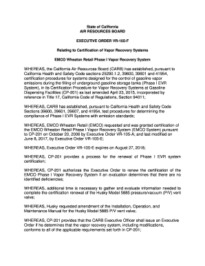 Fillable Online EXECUTIVE ORDER VR-105-F Fax Email Print - pdfFiller