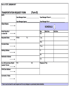 Fillable Online Transportation Request Form (Form B) Fax Email Print ...