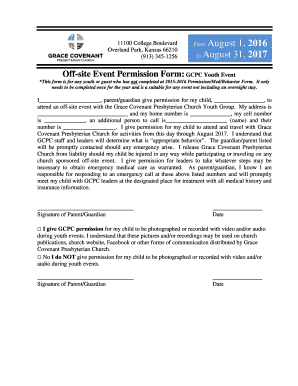 Fillable Online Off-site Event Permission Form Fax Email Print - pdfFiller
