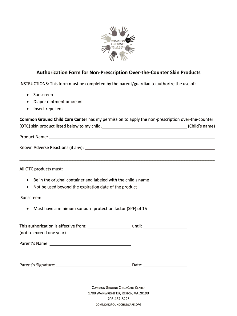 Fillable Online Diaper Rash Cream Permission Form - Future Stars ...