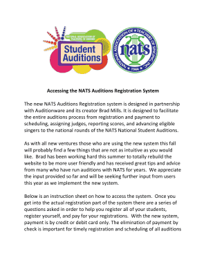 Fillable Online Accessing the NATS Auditions Registration System The ...