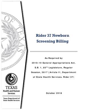Fillable Online Rider 37 Newborn Screening Billing - Texas Department ...