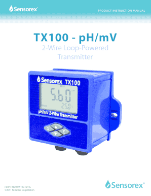 Sensorex Tx100 Manual - Fill Online, Printable, Fillable, Blank | pdfFiller