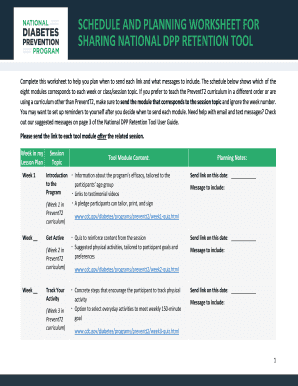 Fillable Online schedule and planning worksheet for sharing national ...