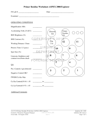Fillable Online 222-F119 Primer Residue Worksheet ASPEX 2000 Explorer ...