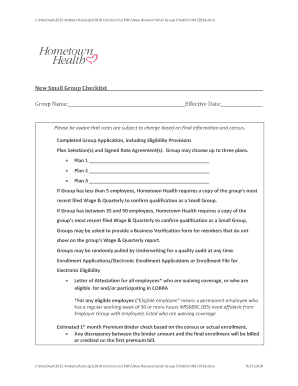 Fillable Online New Renewal Small Group Checklist 08172018 Fax Email ...