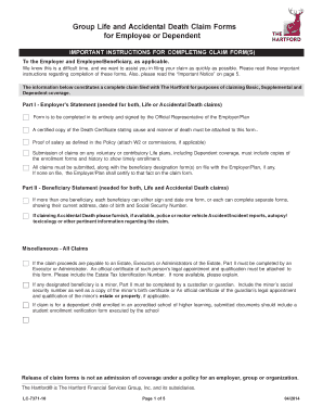 Fillable Online Life/ADD claim form Fax Email Print - pdfFiller