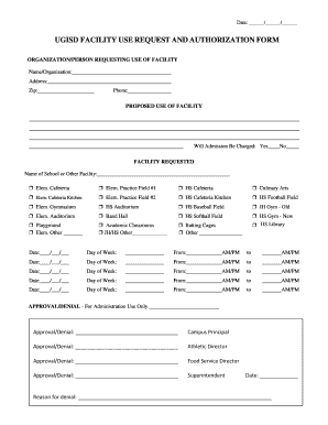 Fillable Online FACILITY USE REQUEST AND AUTHORIZATION FORM Fax Email Print - pdfFiller
