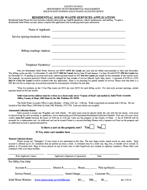 Fillable Online residential solid waste services application - Maui County Fax Email Print ...