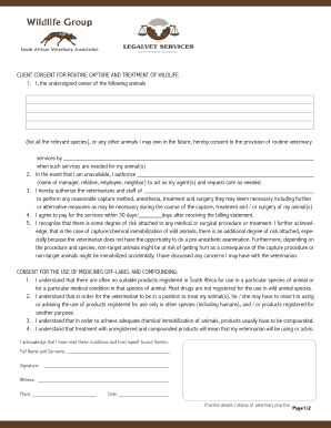 Fillable Online CLIENT CONSENT FOR ROUTINE CAPTURE AND TREATMENT OF ...