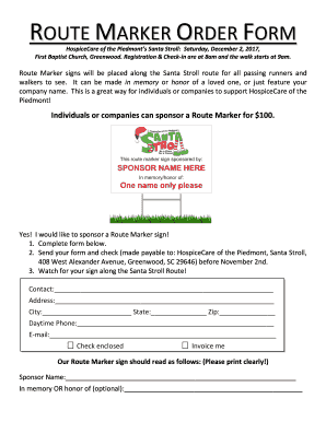 Fillable Online ROUTE MARKER ORDER FORM Fax Email Print - pdfFiller