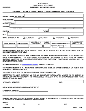 Fillable Online OS-OW Permit Policy, Application and Regulations Packet ...