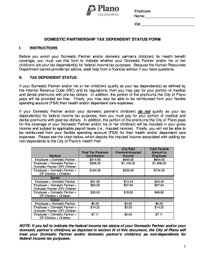 Fillable Online DOMESTIC PARTNERSHIP TAX DEPENDENT STATUS FORM Fax Email Print - pdfFiller