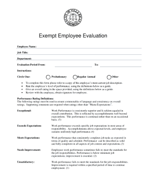 Fillable Online non-exempt (hourly) employee performance evaluation ...