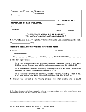 Fillable Online ORDER OF COLLATERAL RELIEF PURSUANT Fax Email Print ...