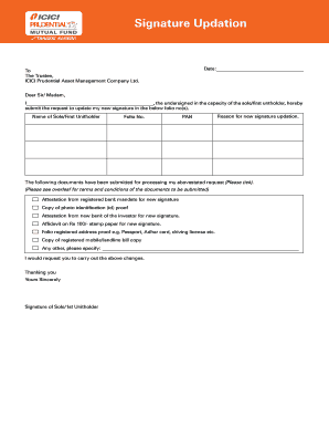 Fillable Online Signature Updation Form-Revised Fax Email Print - pdfFiller