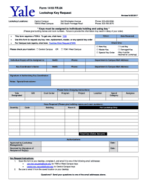 Fillable Online 1410 FR.04 Lockshop Key Request It 's Your Yale Fax Email Print - pdfFiller