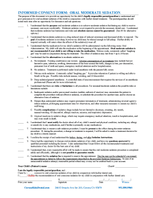 Fillable Online conscious sedation informed consent form - Corona Kids ...