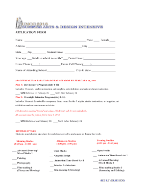 Fillable Online vpa uncg Summer2018 APPLICATION FORM Fax Email Print ...