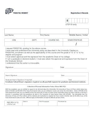 Fillable Online Faculty Forms - UTEP.edu Fax Email Print - pdfFiller