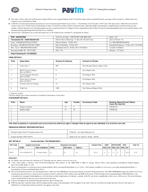 Fillable Online Electronic Reservation Slip IRCTC E-Ticketing Service ...