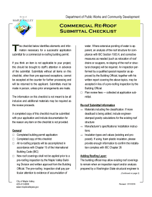 Fillable Online Commercial Re-Roof Submittal Checklist Fax Email Print ...