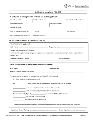 Fillable Online Night rating application form Fax Email Print - pdfFiller