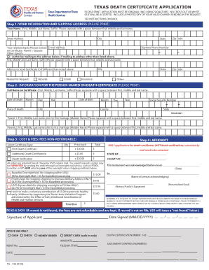 Fillable Online dshs texas TEXAS DEATH CERTIFICATE APPLICATION Fax ...