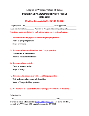 Fillable Online State Program Planning Report Form Fax Email Print ...