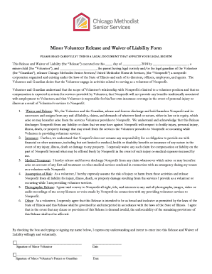 Fillable Online Minor Volunteer Release and Waiver of Liability Form ...
