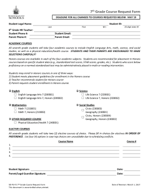 Fillable Online 7 Grade Course Request Form - Huntsville City Schools Fax Email Print - pdfFiller