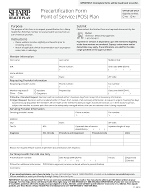 Fillable Online Precertification Form Point of Service (POS) Plan ...