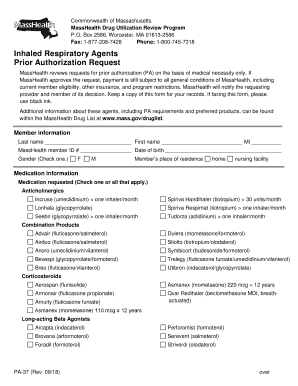 Fillable Online General Drug Prior Authorization Request - MassHealth ...