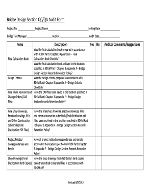 Fillable Online Bridge Design Section QC/QA Audit Form Fax Email Print ...