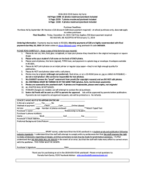 Fillable Online 2009-2010 ECHS Senior Ad Form Fax Email Print - pdfFiller