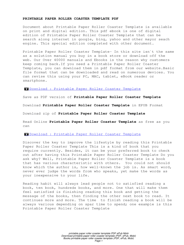 Paper Roller Coaster Template Pdf - Fill Online, Printable, Fillable ...