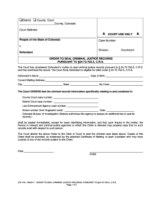 Fillable Online ORDER TO SEAL CRIMINAL JUSTICE RECORDS Fax Email Print ...
