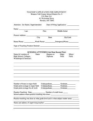 Fillable Online TEACHERS APPLICATION FOR EMPLOYMENT Fax Email Print - pdfFiller