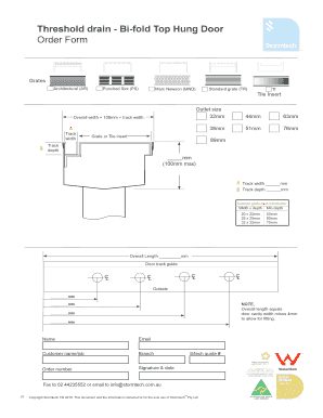 Fillable Online Threshold drain - Bi-fold Top Hung Door Order Form - Stormtech Fax Email Print ...