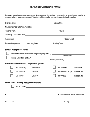Fillable Online TEACHER CONSENT FORMSCOE.docx Fax Email Print - pdfFiller