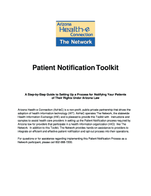 Fillable Online Patient Notification Toolkit Fax Email Print - pdfFiller