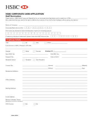 Fillable Online Cardholder Nomination Form - HSBC Malaysia Fax Email ...