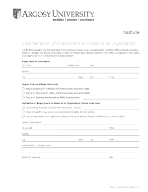 Fillable Online Documentation of Employment or Access to an ...