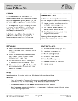 Fillable Online Lesson 6-1: Manage Risk - OnCourse Fax Email Print ...