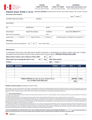 Fillable Online Patient Order Form (1 of 2) Fax Email Print - pdfFiller