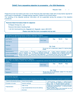 Fillable Online ANA Form requesting objection to processing Fax Email ...