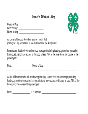 Fillable Online extension unl Owners Affidavit Dog Fax Email Print ...