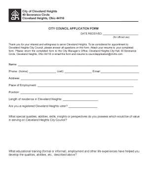 Fillable Online CITY COUNCIL APPLICATION FORM Fax Email Print - pdfFiller